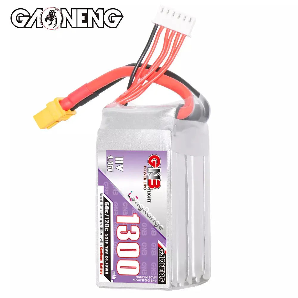 GAONENG GNB 1300MAH 19V HV 5S 60C 120C HV XT60 LiPo Battery - – NewBeeDrone