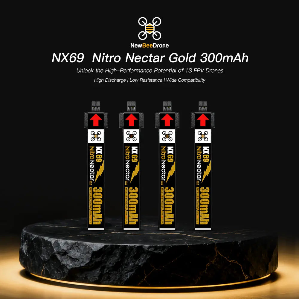 NewBeeDrone Nitro Nectar NX69 300mAh 1S 80C HV LiPo Battery 4xBatterie