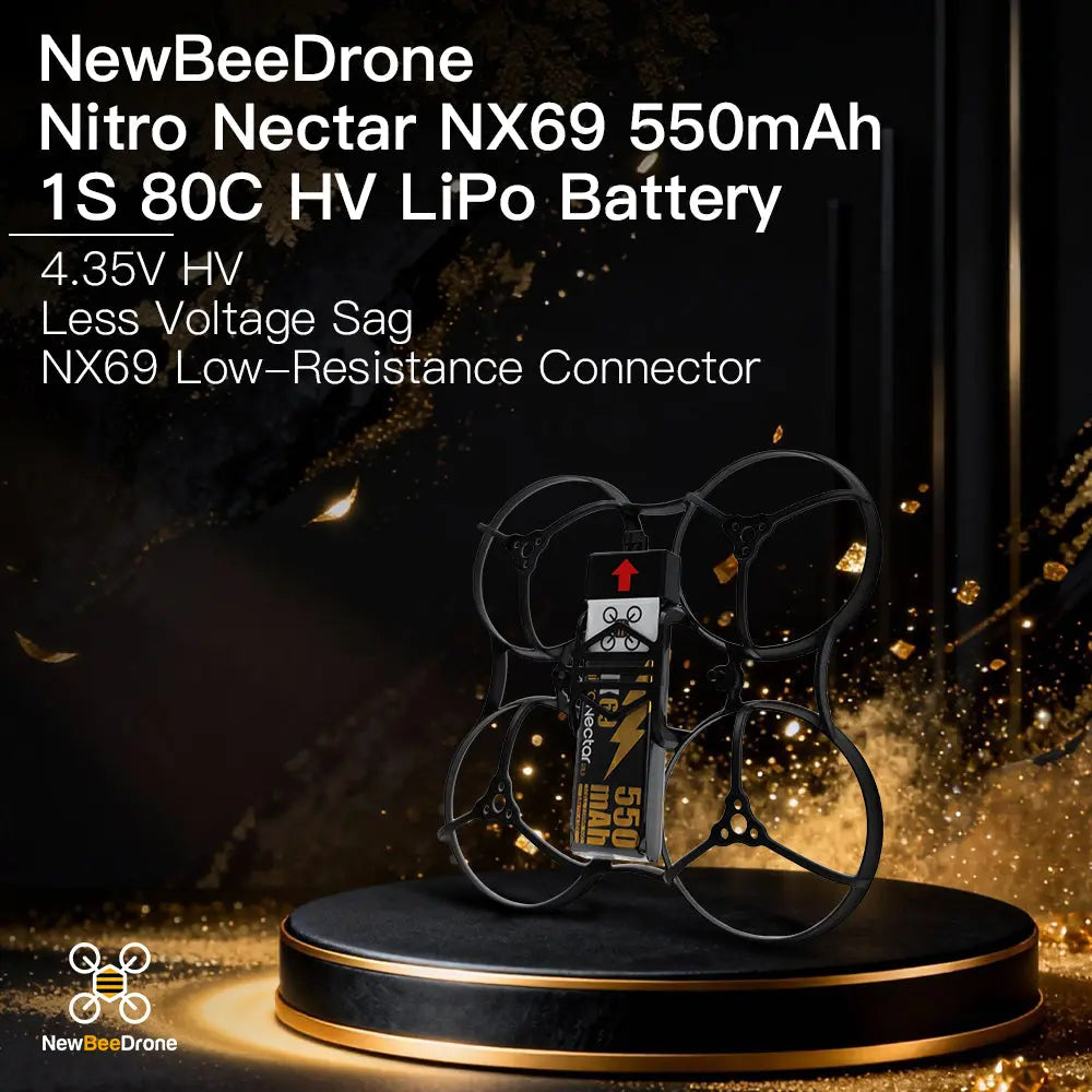 NewBeeDrone Nitro Nectar NX69 550mAh 1S 80C HV LiPo Battery 2xBatterie